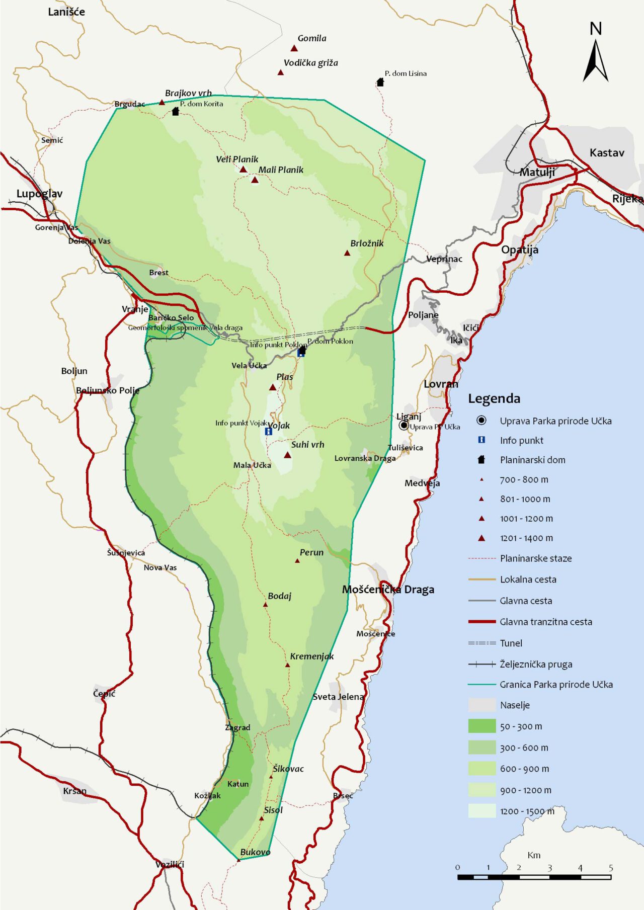 Učka-map - Park prirode Učka